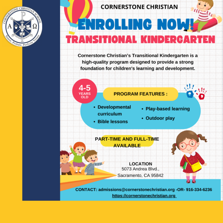 Transitional Kindergarten - NOW ENROLLING! - Cornerstone Christian School